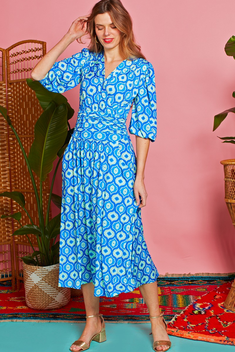 DEBORAH MIDI DRESS EYE BLUE
