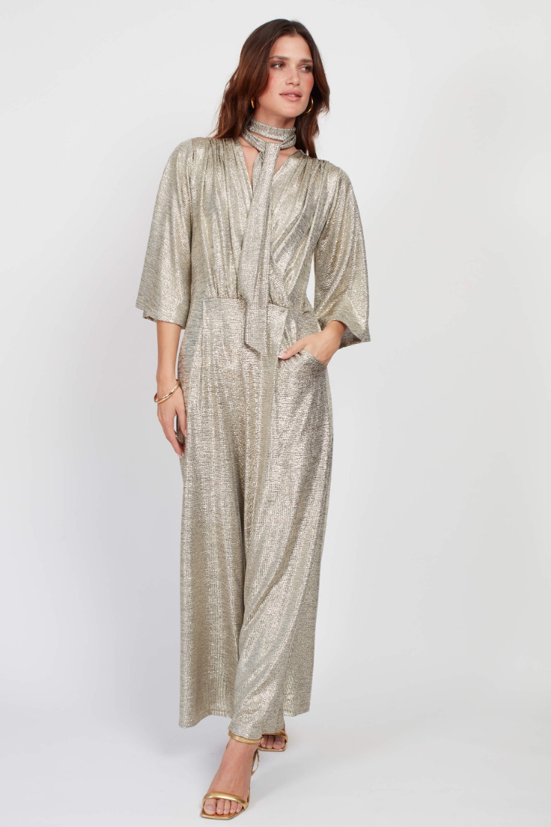LAURIE JUMPSUIT METALLIC SILVER PRINT
