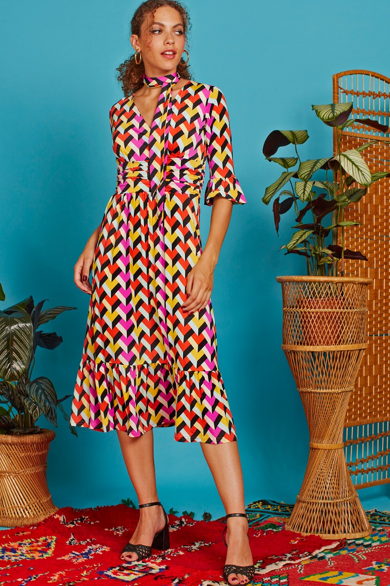 LESLIE MIDI DRESS PRISM