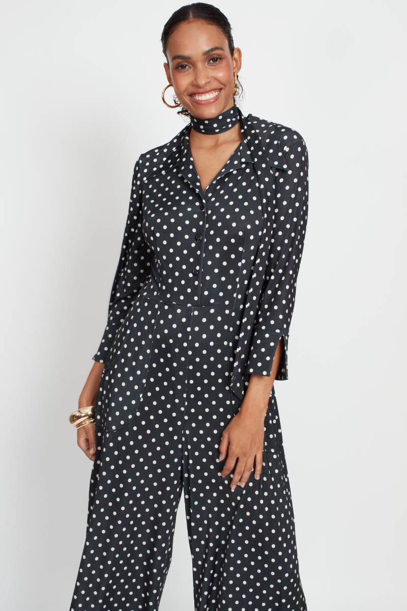 PHOENIX JUMPSUIT POLKA DOT BLACK