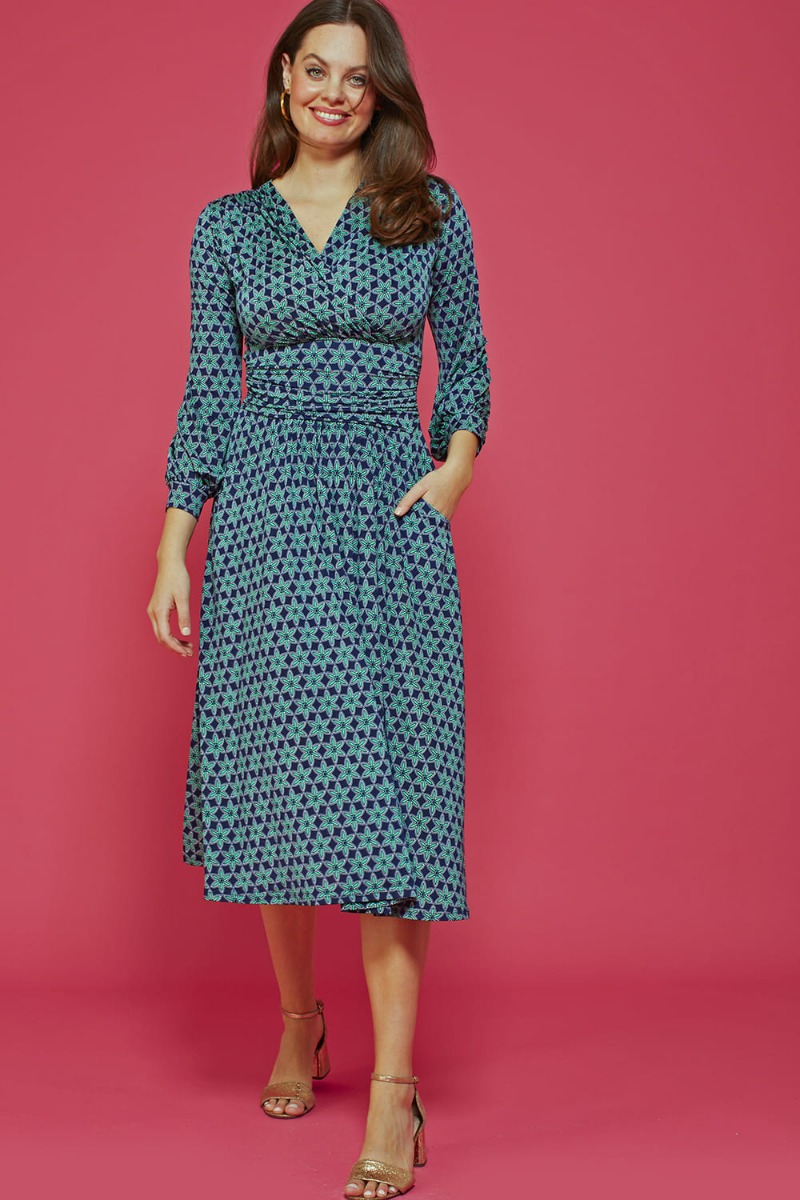 SHARON MIDI DRESS FLEUR GREEN PRINT